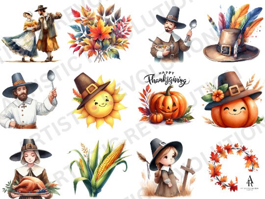 40 Thanksgiving Clipart Bundle Turkey Clipart, Thanksgiving Meal ...