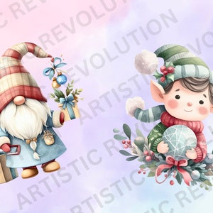 Cute Pastel Christmas Clipart Bundle PNG Watercolor Xmas Clip Art Pink ...