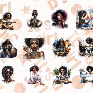105 Watercolor Black Women Clipart Bundle, Black Woman Png, Afro Women ...
