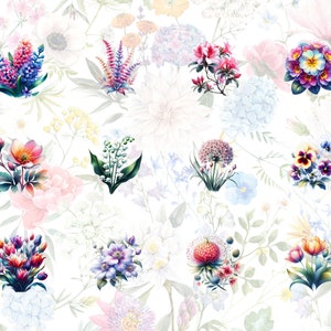 200 Watercolor Spring Flowers Clipart Bundle, Spring Wildflowers Png ...