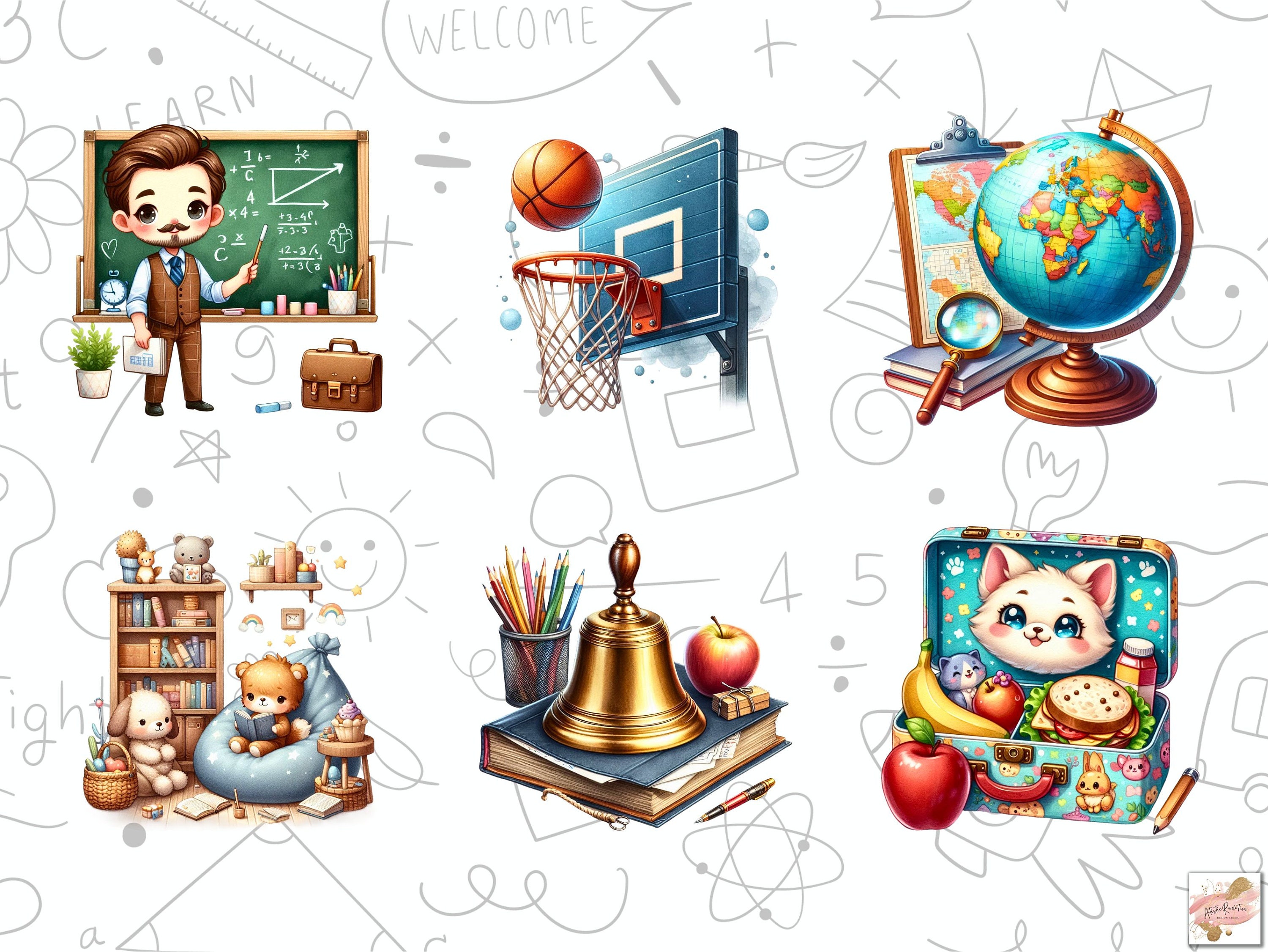 Watercolor Back to School PNG Bundle, Back to School Clipart Bundle ...