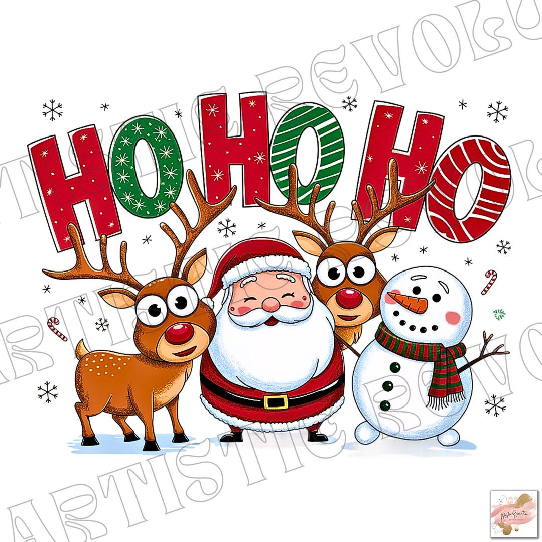 Xo Xo Xo Christmas Png, Watercolor Christmas Png, Retro Christmas Png ...