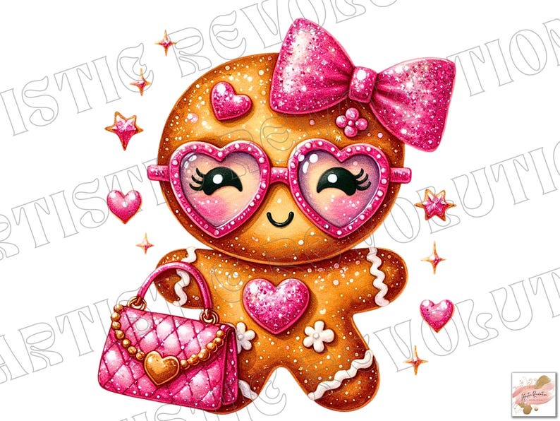 Coquette Gingerbread Girl Png Christmas Gingerbread Man Clipart Glitter ...