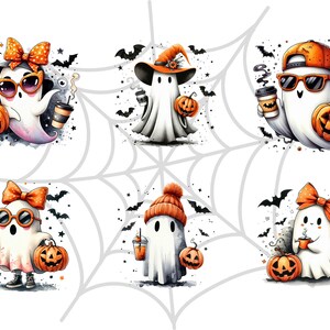 Watercolor Halloween Ghost Clipart Bundle Cute Ghost Png Cute Ghost ...