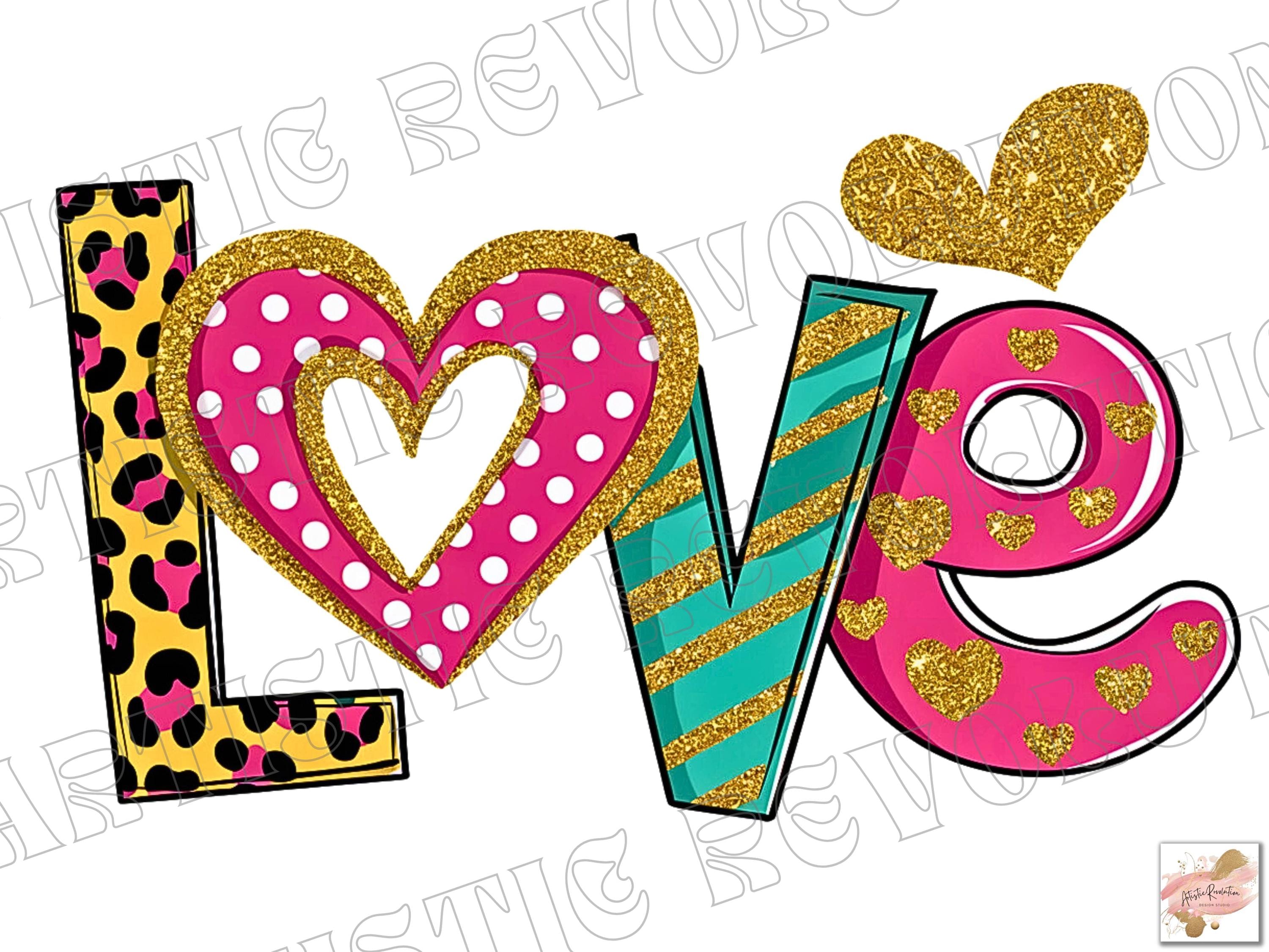 Leopard Valentines Love Png, Glitter Valentine Heart Png, Love ...