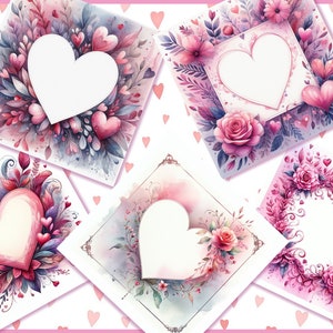 Valentine Watercolor Border Clipart Backgrounds Heart Floral Frame ...