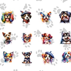 100 Funny and Cute Watercolor Dogs Clipart Bundle, Cute Dogs Png Bundle ...