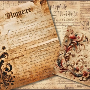 Old Handwriting Junk Journal Pages, Old Handwritten Letters Vintage Old ...