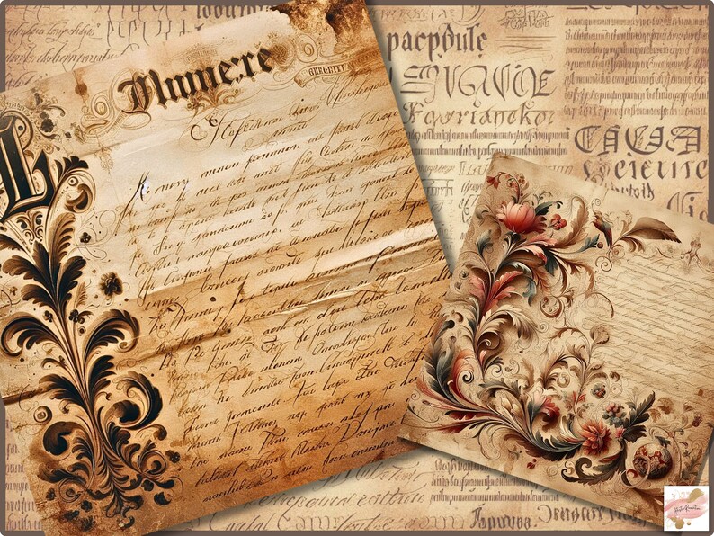 Old Handwriting Junk Journal Pages, Old Handwritten Letters Vintage Old ...