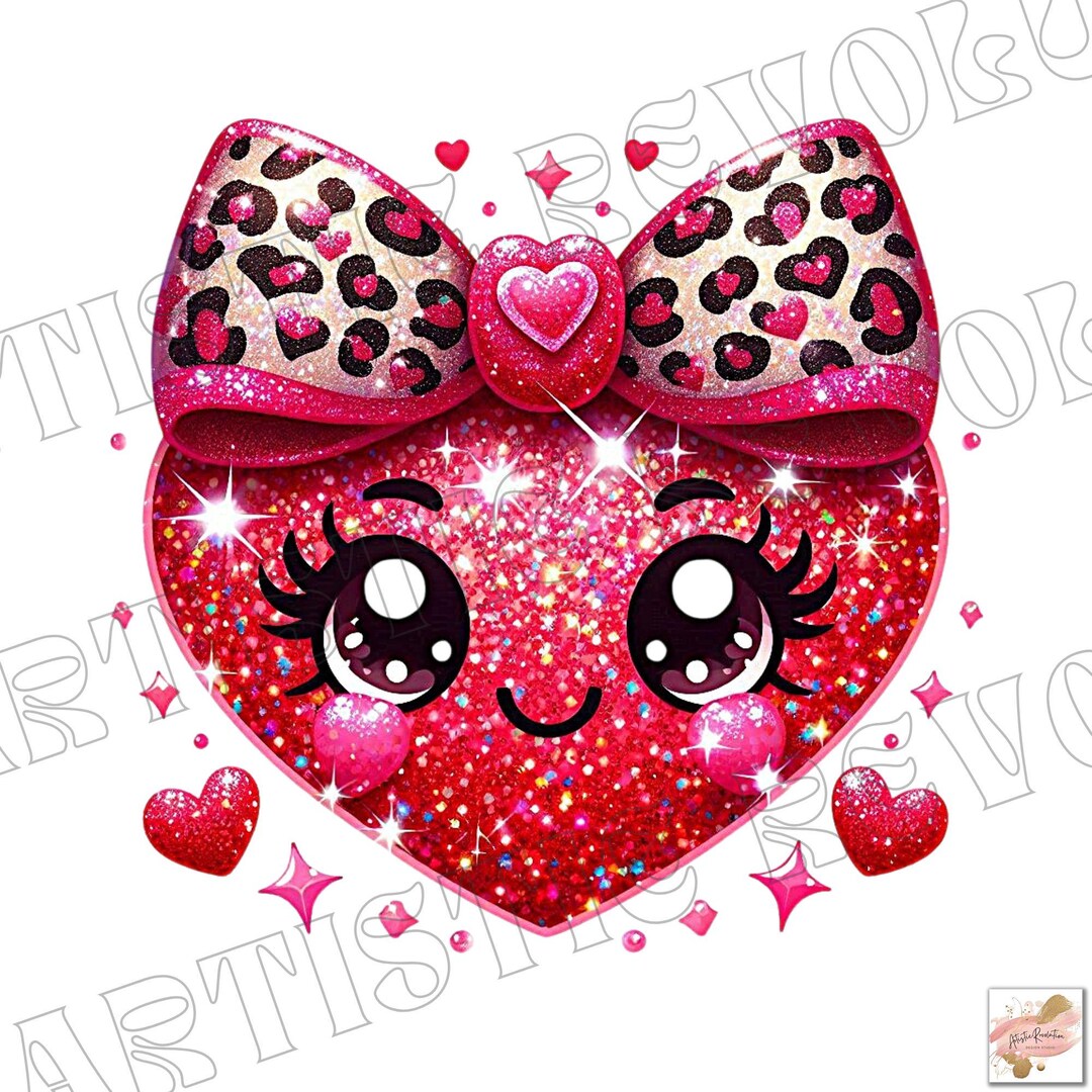Glitter Pink Bow Heart Png, Coquette Valentine's Day Png, Bow Png ...