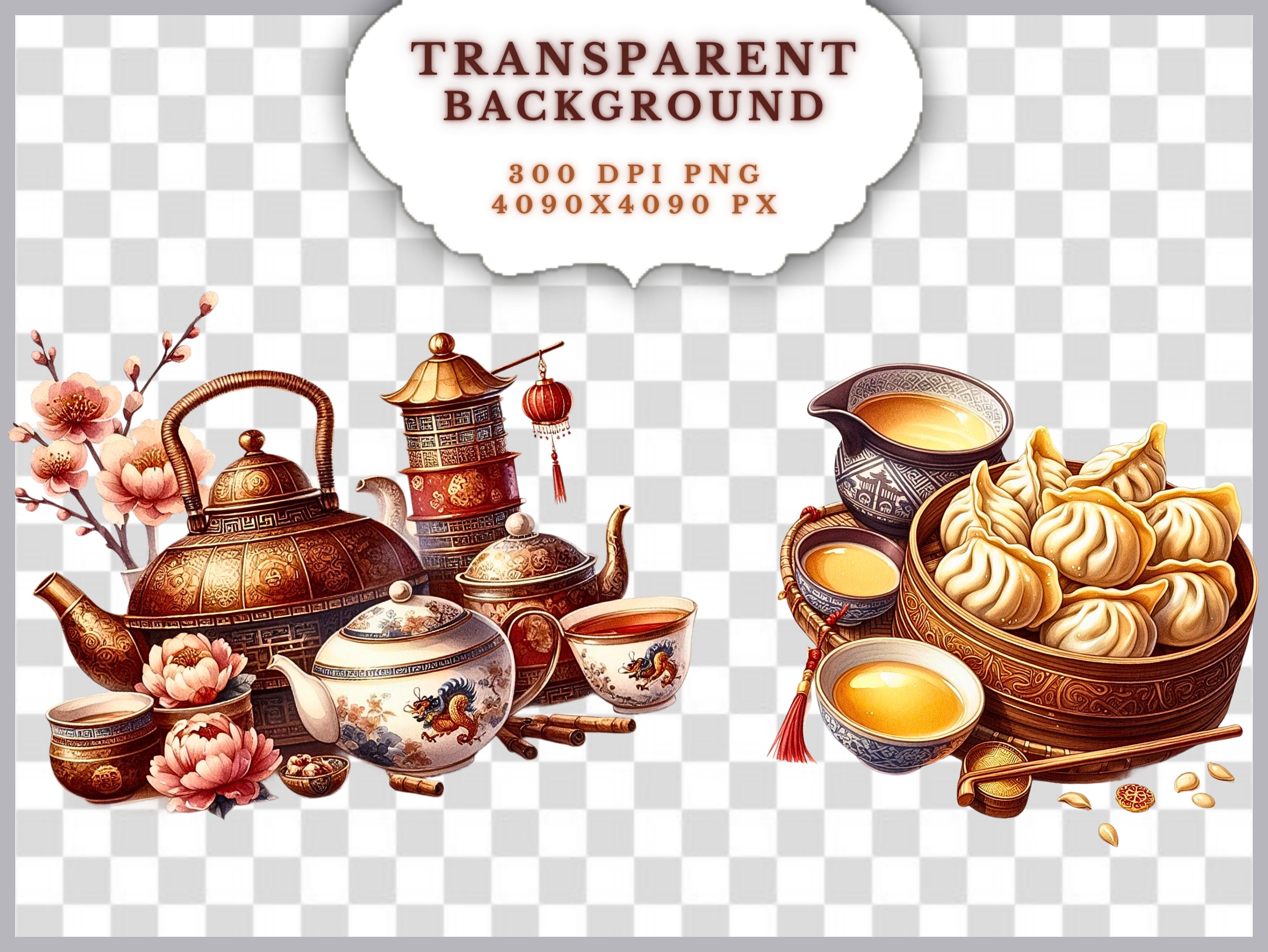 61 Chinese New Year Clipart Bundle, Lunar Year Clipart, Chinese New ...