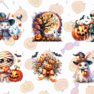 65 Watercolor Cute Halloween Clipart Bundle, Halloween PNG Bundle, Jack ...