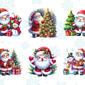 Watercolor Santa Claus Clipart Bundle, Christmas Santa Clipart, 35 Cute ...