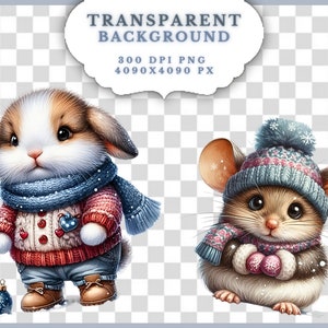 Watercolor Woodland Animals Clipart , Winter Clipart Bundle, Watercolor ...