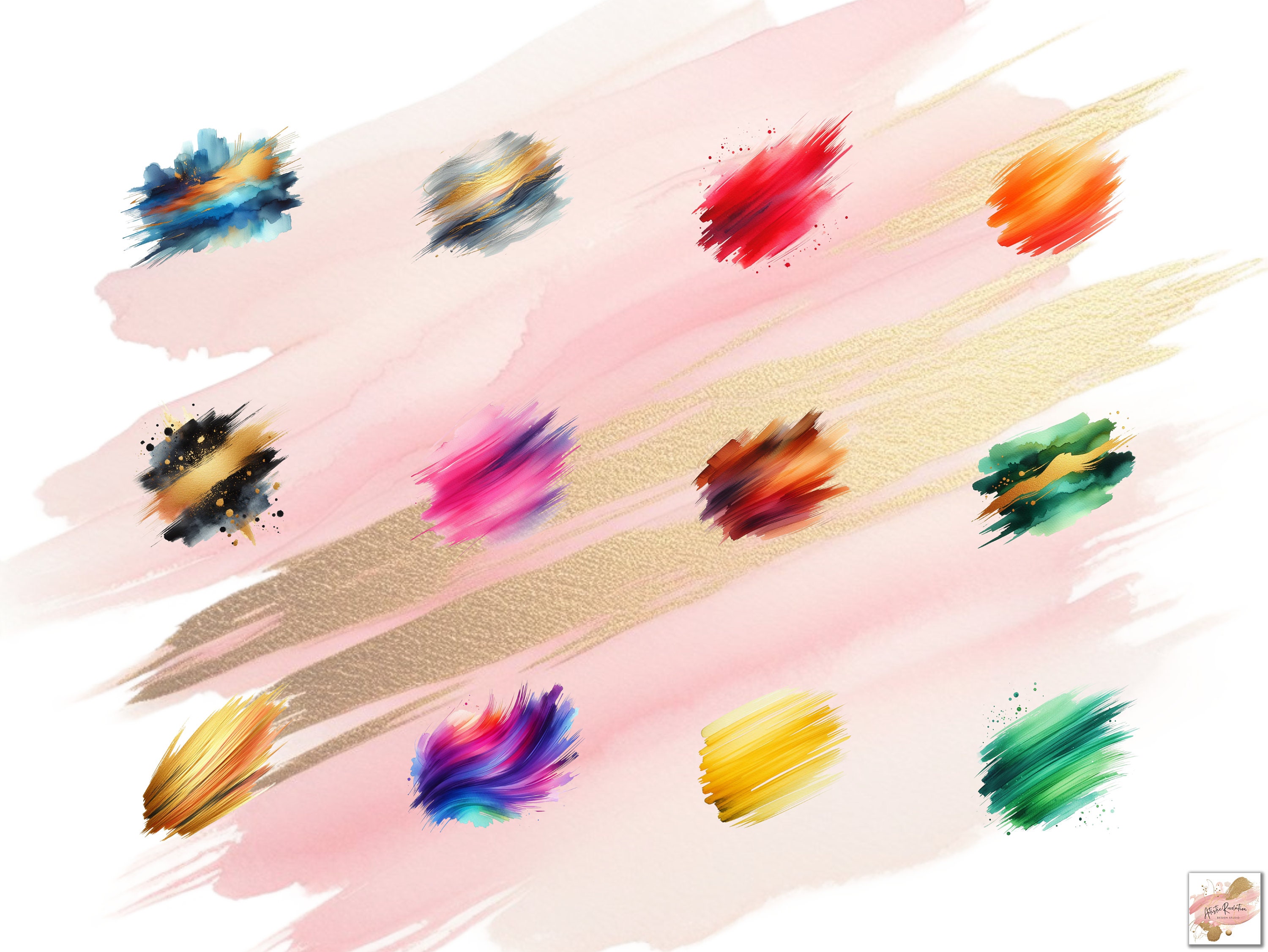 57 Watercolor Brush Strokes Clipart Bundle, Paint Brush Stroke Png ...