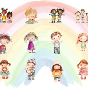 28 Cute Hand-drawn Watercolor Children Clipart Bundle, Children Clipart ...