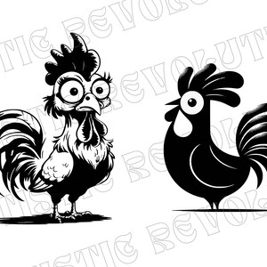 Funny Crazy Chicken Svg & Png, Rooster Clipart, Chicken Vector Image ...