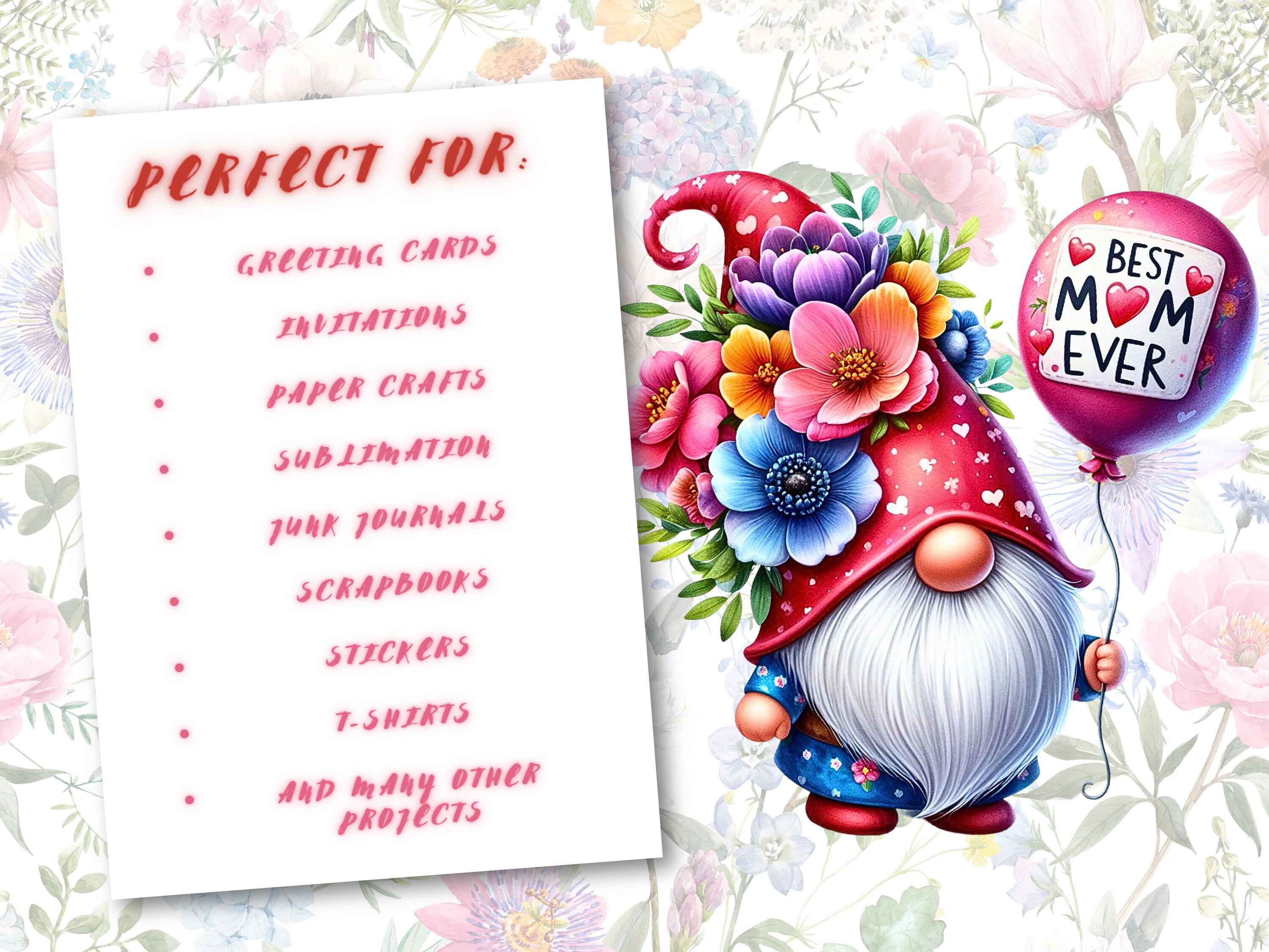 41 Watercolor Mothers Day Clipart, Watercolor Gnomes Clipart Bundle ...