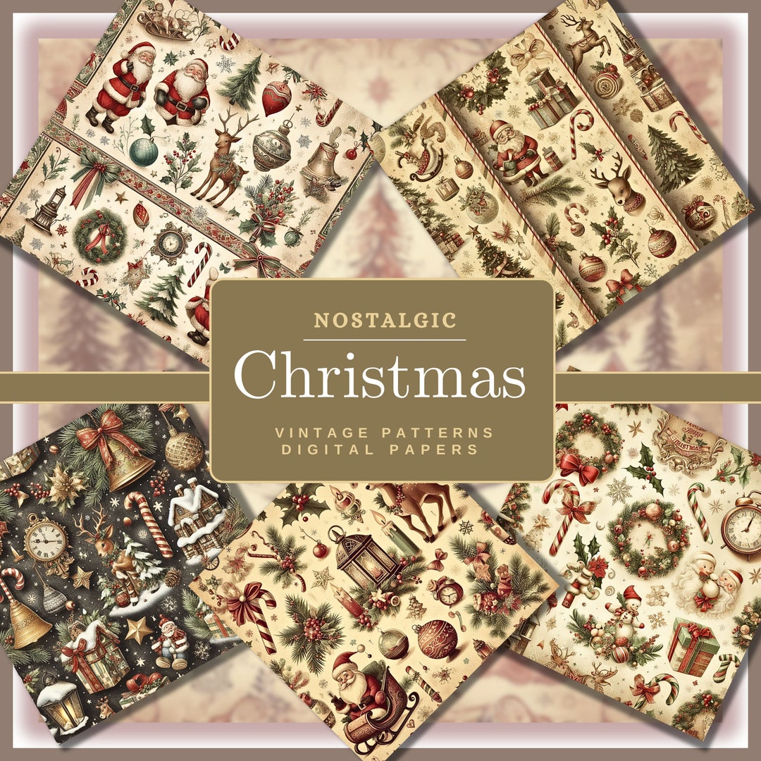 Vintage Christmas Ephemera Papers, Vintage Christmas Digital Paper ...