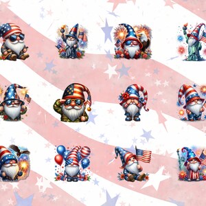 Watercolor Patriotic Gnomes Clipart Bundle, Patriotic Clipart, Cute ...