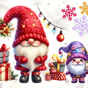 51 Christmas Gnome Clipart Watercolor Gnome Png Festive Gnomes Clip Art ...