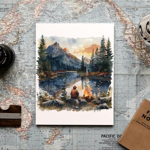 Watercolor Camping Clipart Bundle, Vacation Holiday Graphics, Mountain ...