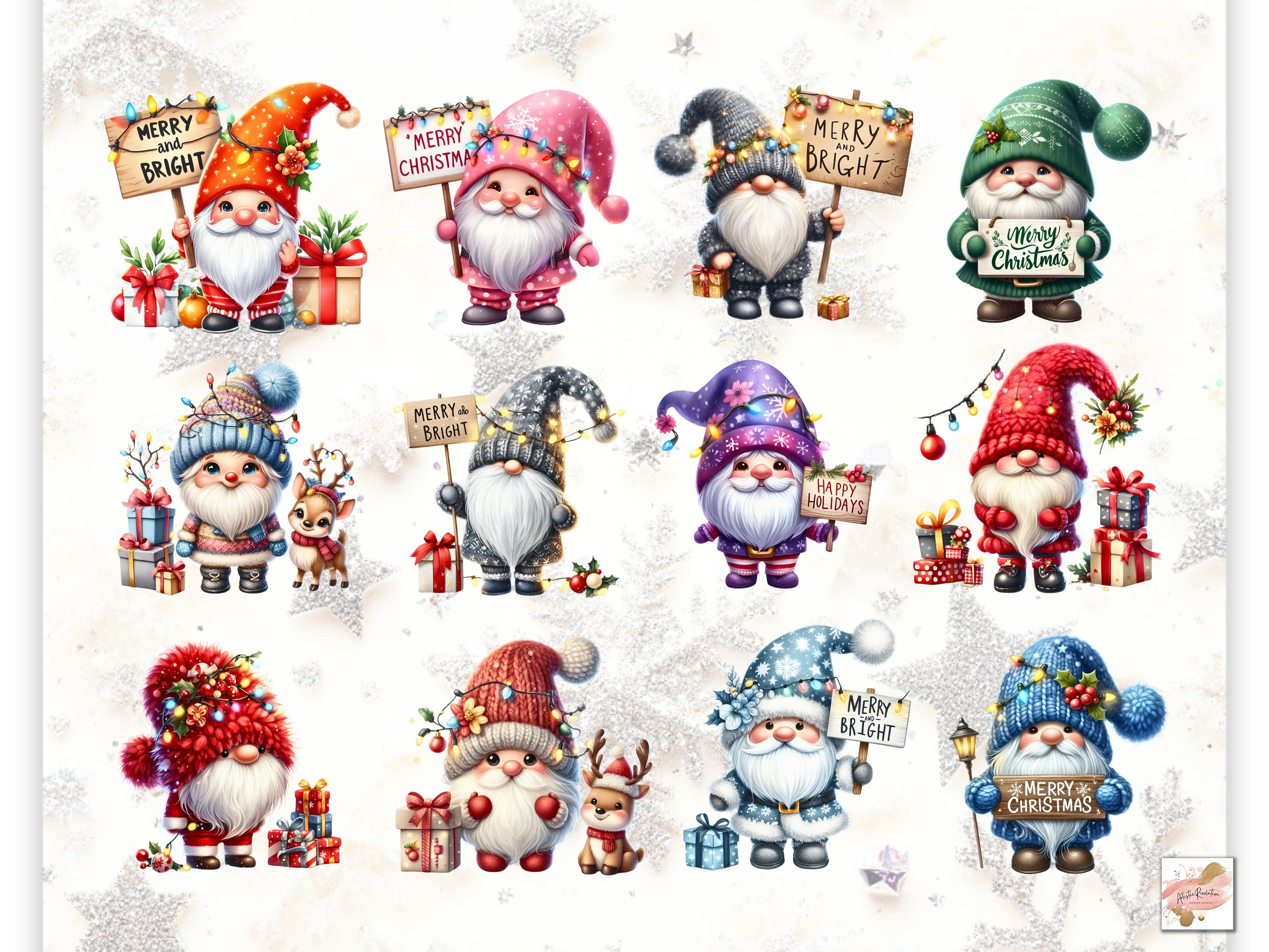 51 Christmas Gnome Clipart Watercolor Gnome Png Festive Gnomes Clip Art ...