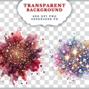 51 Glitter Watercolor Splashes Clipart Bundle, Watercolor Splash Png ...