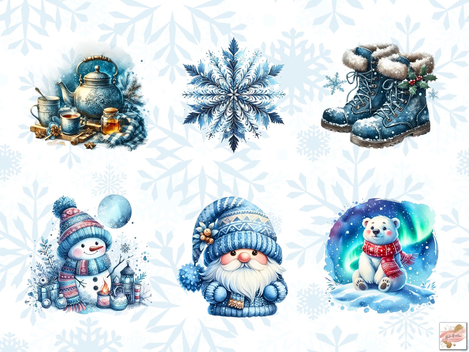 71 Watercolor Winter Clipart Bundle Cozy Winter Png Bundle Blue Winter ...