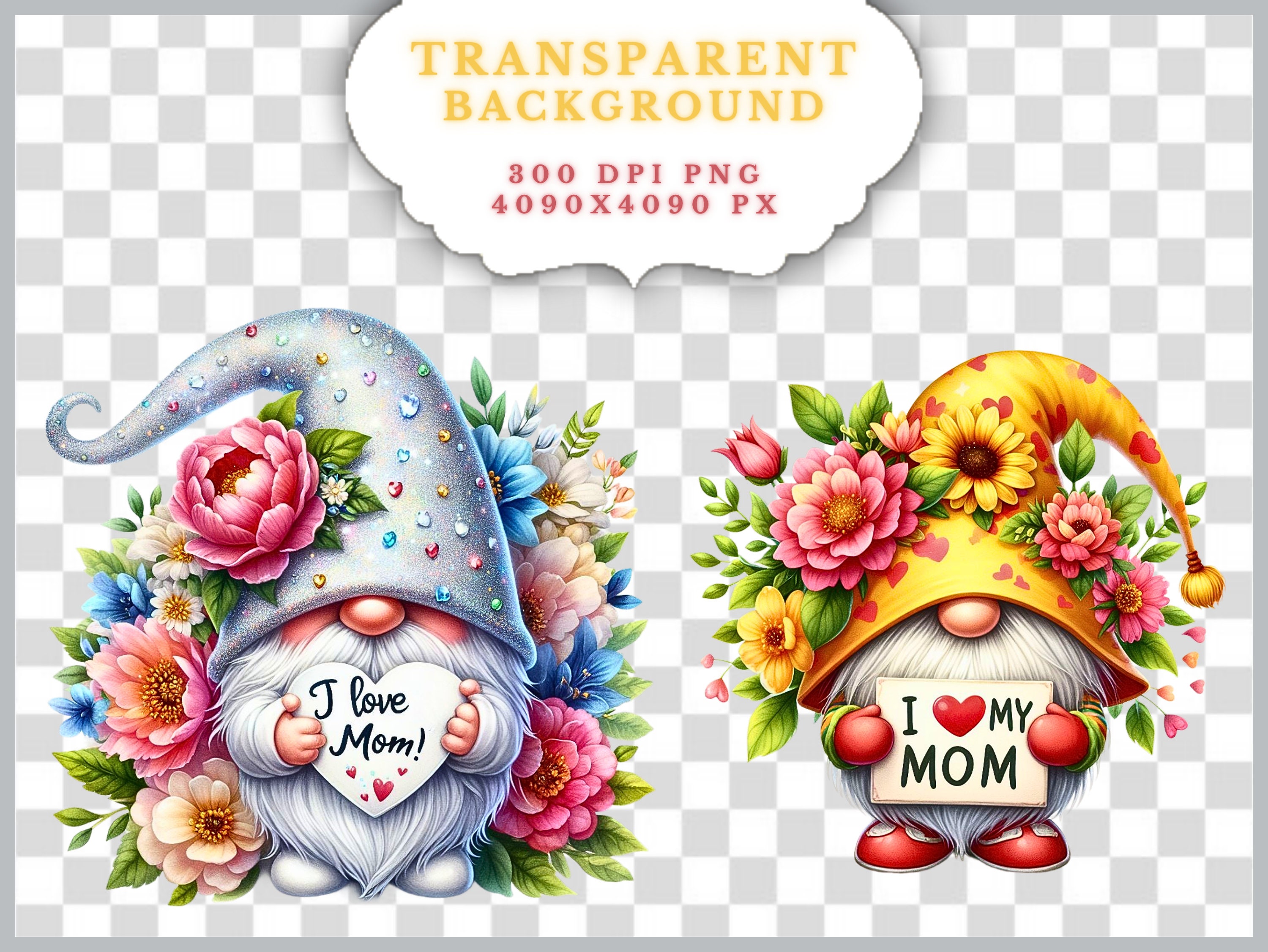 41 Watercolor Mothers Day Clipart, Watercolor Gnomes Clipart Bundle ...