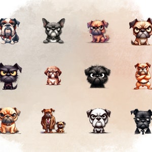 Funny Grumpy Dogs Clipart Bundle, Cute Funny Dog Png Bundle, Watercolor ...