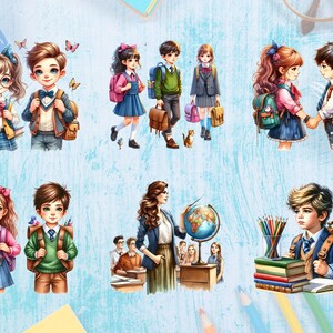 Back to School PNG Bundle, Watercolor Back to School Clipart Bundle ...