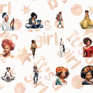 105 Watercolor Black Women Clipart Bundle, Black Woman Png, Afro Women ...