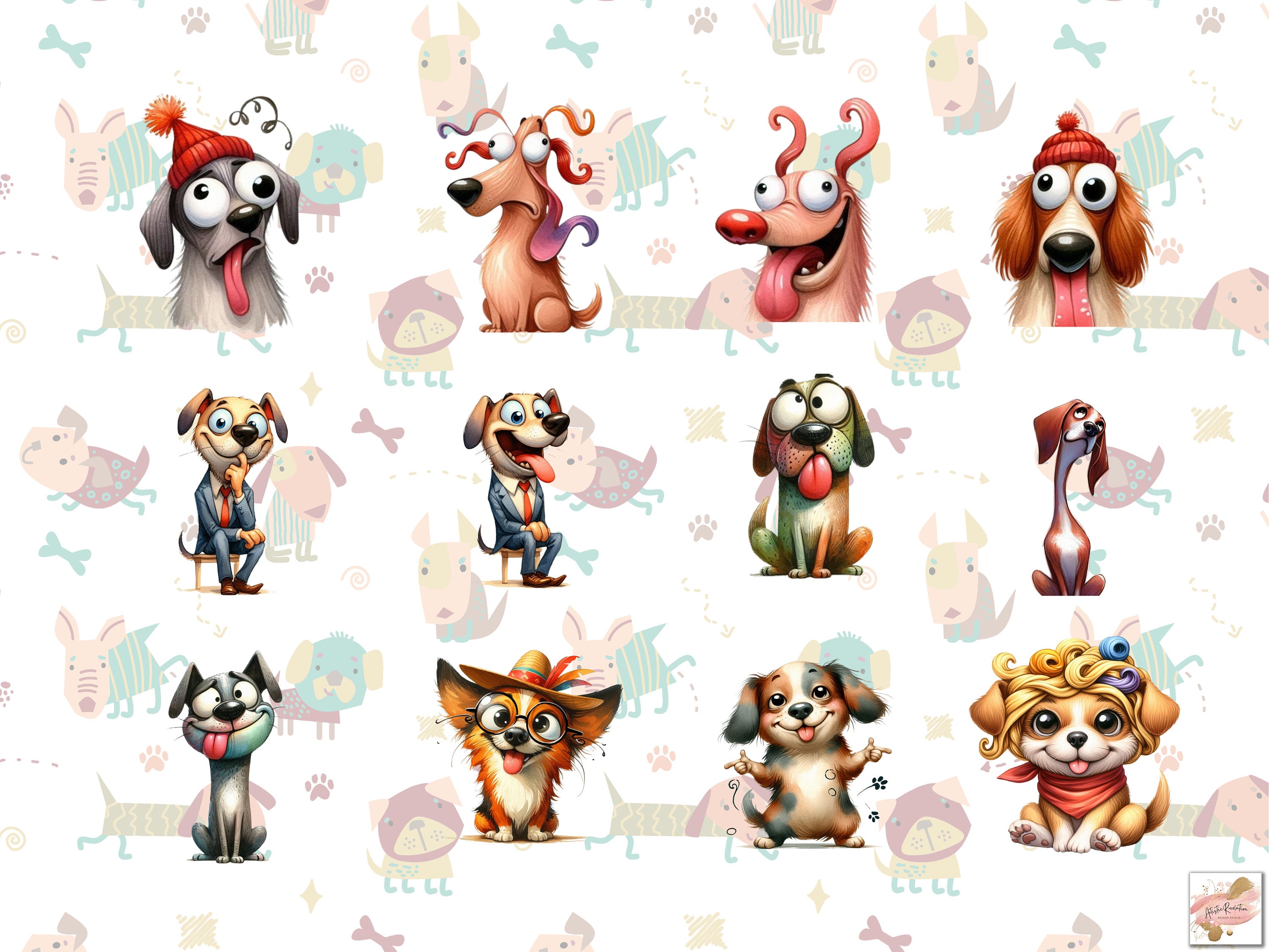 56 Cute & Funny Dogs Clipart Bundle, Cute Dogs Clipart Funny Dog Png ...