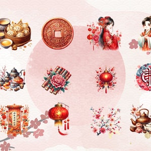 61 Chinese New Year Clipart Bundle, Lunar Year Clipart, Chinese New ...