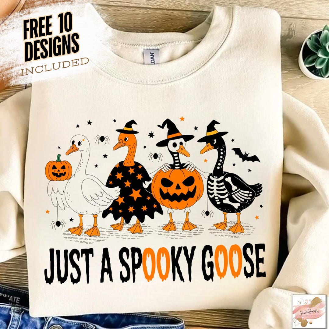 Just a Spooky Goose PNG, Funny Halloween Goose Png, Goose in Halloween ...