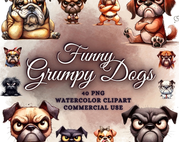 Crazy Dog Clipart PNG Bundle 15 High Quality Jpg,funny Grumpy Dogs ...