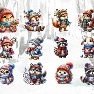 Watercolor Woodland Animals Clipart , Winter Clipart Bundle, Watercolor ...