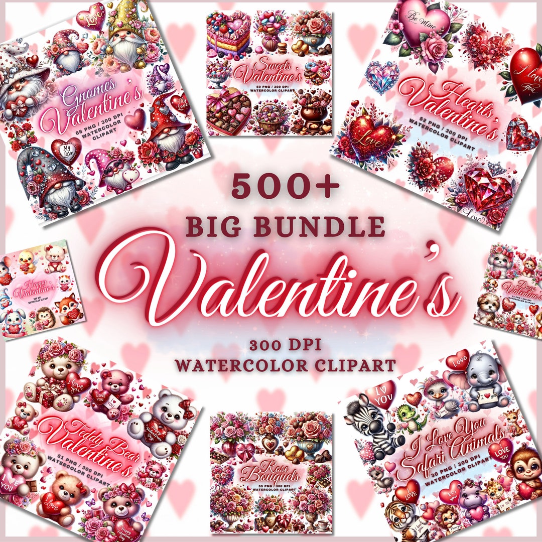 500+ Valentines Clipart Bundle, Valentines Bundle PNG, Valentine Gnome ...