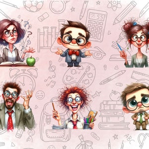 Funny Teacher Png Bundle, Funny Teacher Clipart, Watercolor Teacher ...