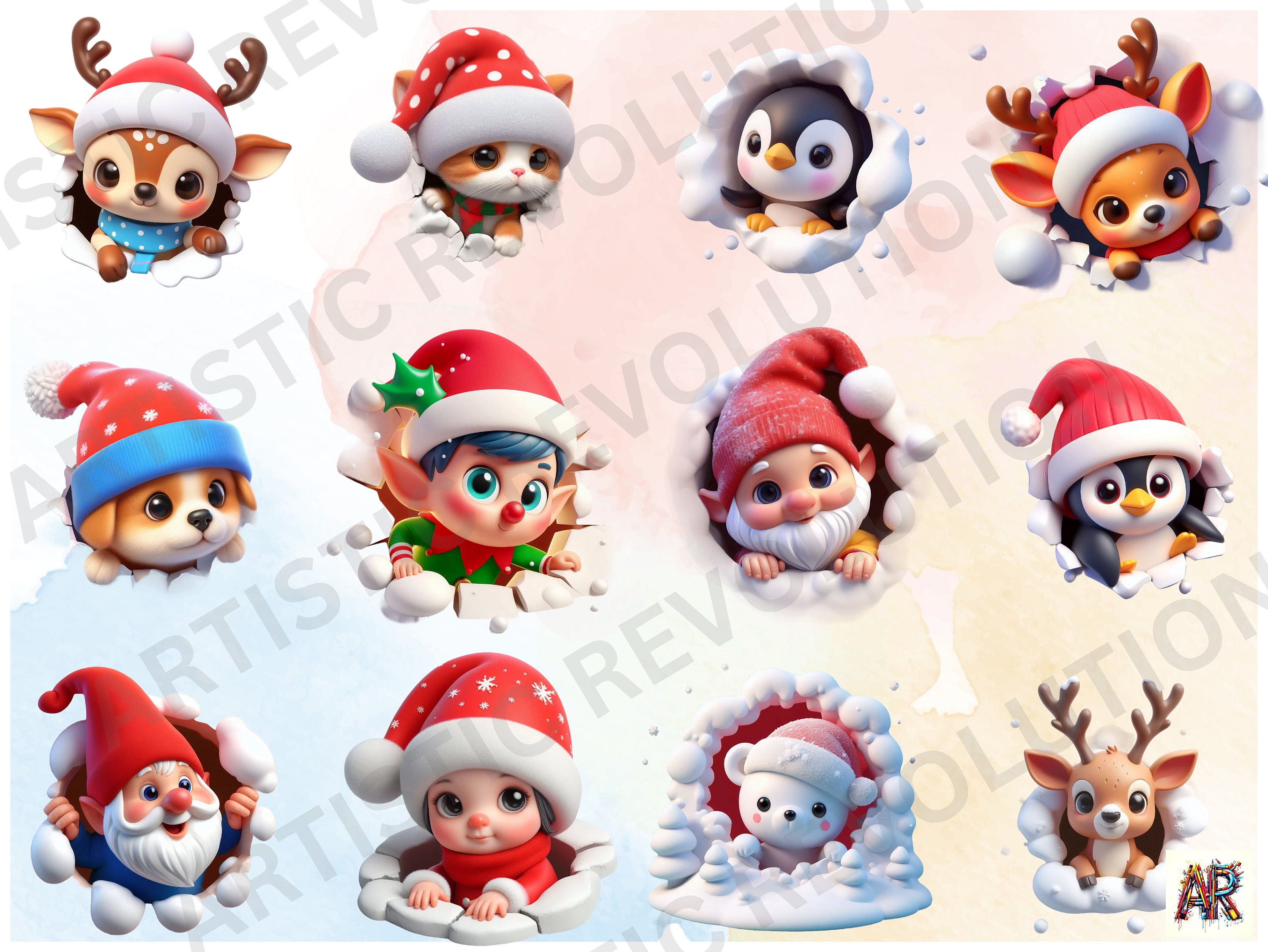 3D Christmas Clipart Bundle PNG 3D Xmas Clipart PNG 3D Xmas Clip Art ...