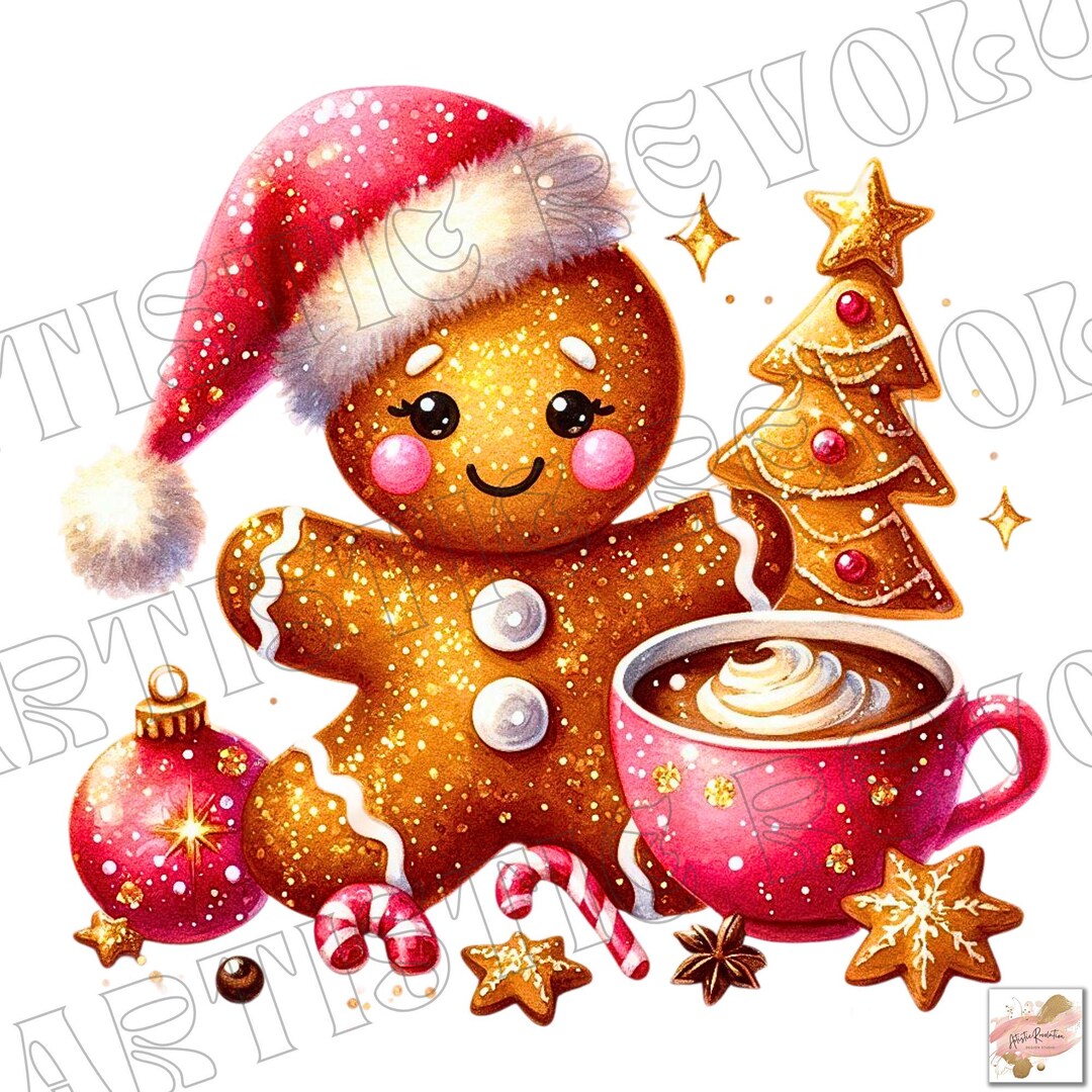 Santa Gingerbread Man Png Christmas Gingerbread Man Clipart Glitter ...