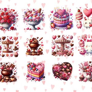 50 Valentines Day Clipart Bundle Watercolor Sweets Clipart PNG ...