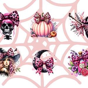 Watercolor Pink Halloween Clipart Bundle Pink Coquette Halloween ...