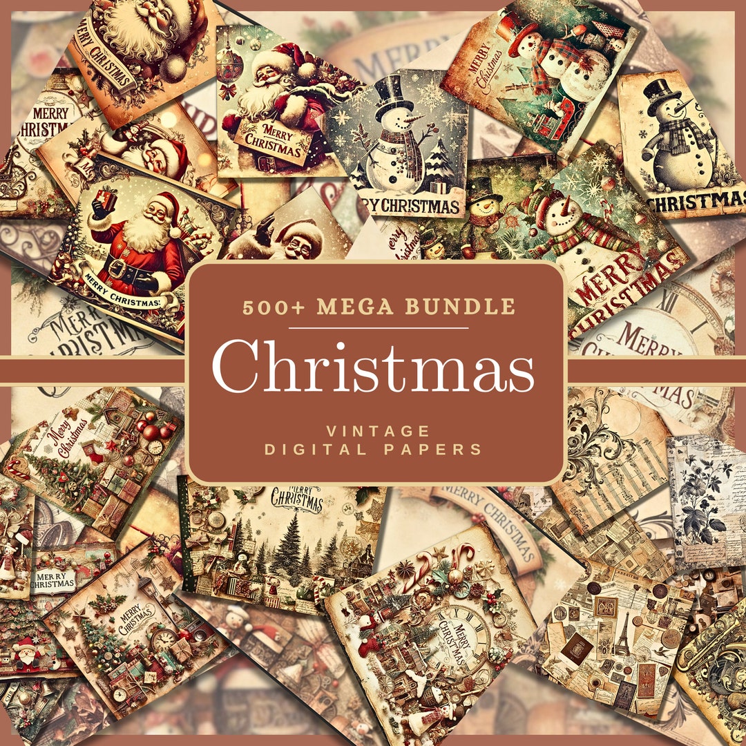 Vintage Christmas Ephemera Papers Vintage Christmas Digital Paper ...