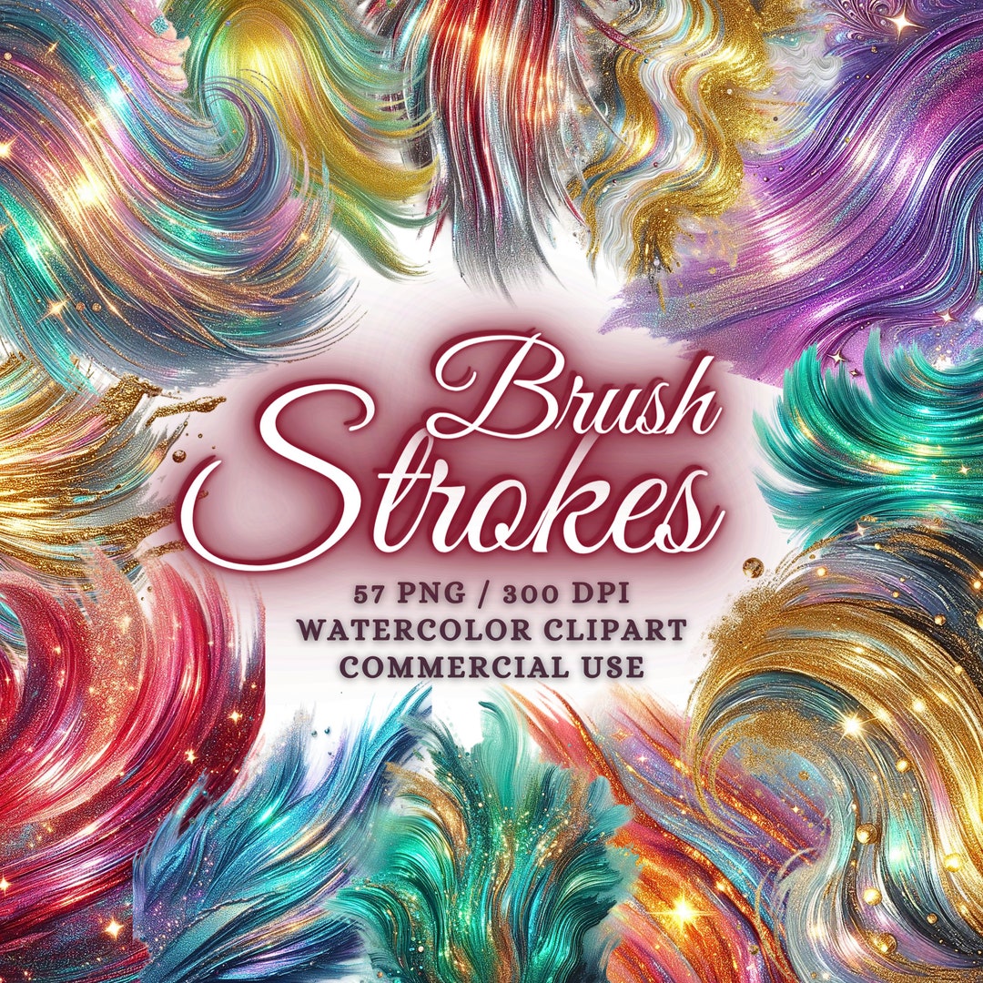 57 Watercolor Brush Strokes Clipart Bundle, Paint Brush Stroke Png ...