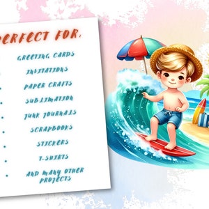 Watercolor Summer Beach Kids Clipart Bundle, Boy Clipart, Baby Girl ...
