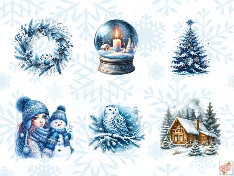 71 Watercolor Winter Clipart Bundle Cozy Winter Png Bundle Blue Winter ...