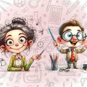 Funny Teacher Png Bundle, Funny Teacher Clipart, Watercolor Teacher ...