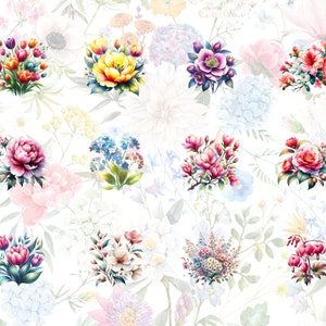 200 Watercolor Spring Flowers Clipart Bundle, Spring Wildflowers Png ...